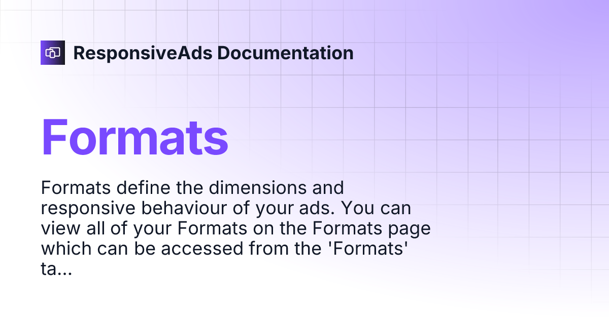 Formats | ResponsiveAds Documentation